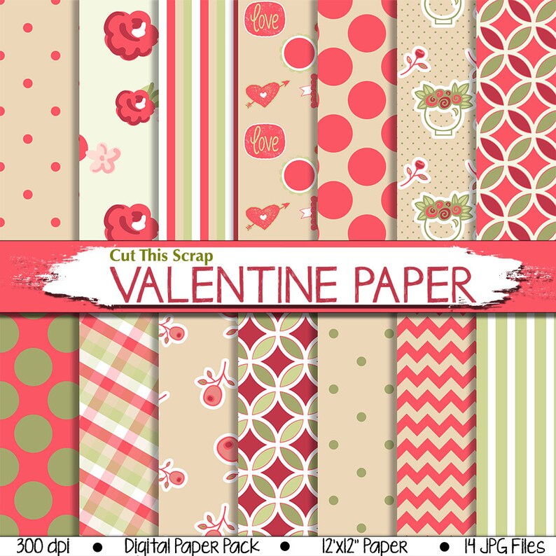 Valentine Digital Paper: VALENTINE Paper With Red Roses Chic Roses ...