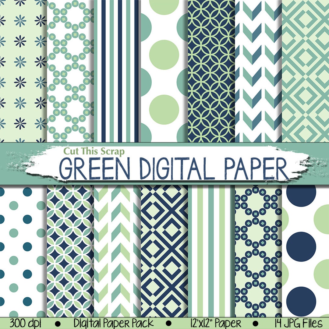 Green Digital Paper: Mint Green Paper Blue Digital Paper With Chevrons ...
