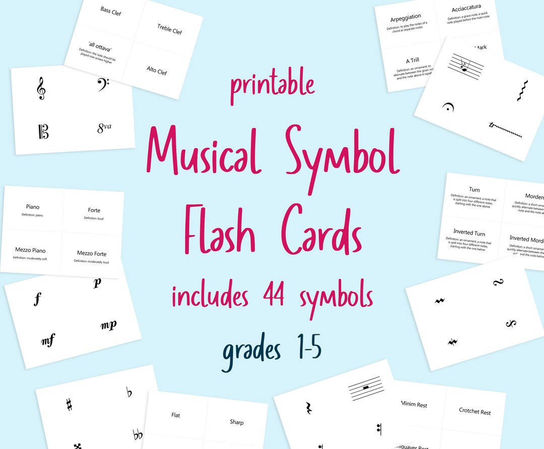 Musical Symbol Flash Cards for Music Teachers and Students Grades 1-5 ...