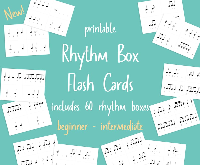 Rhythm Boxes Flash Cards for Music Teachers and Students Beginner to ...
