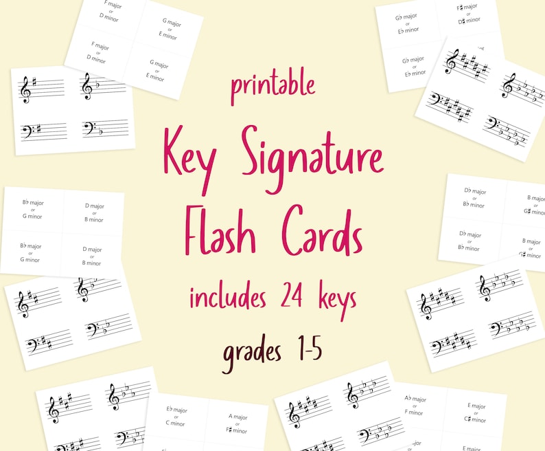 A6 Key Signature Flash Cards Includes 24 Keys Grades 1-5 - Etsy