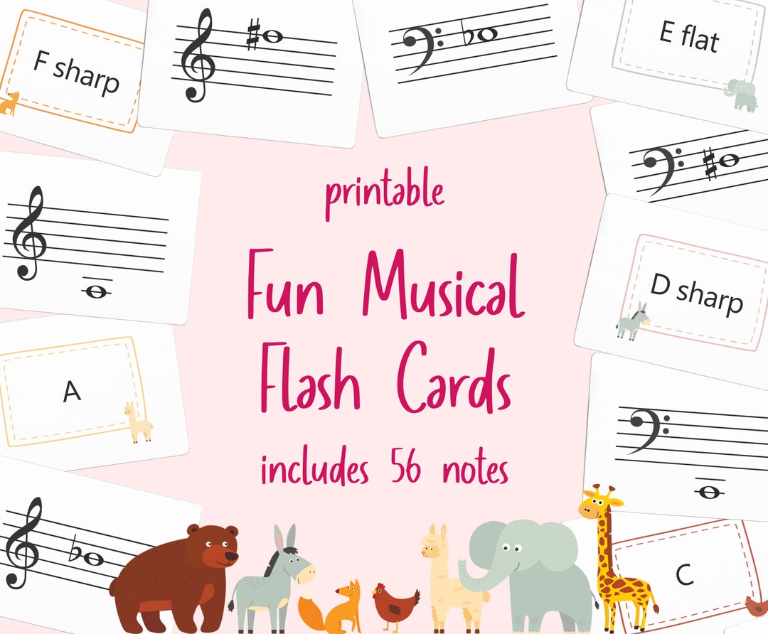 Fun Note Naming Musical Flash Cards for Music Teachers and Students ...