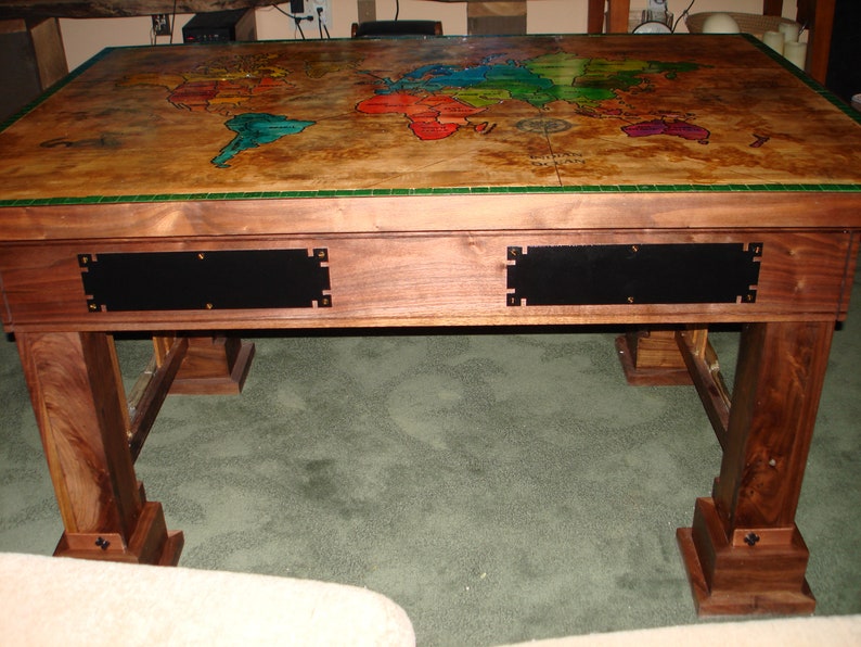 Unique SOLID HARDWOOD Risk Map Coffee Table / Desk - Etsy