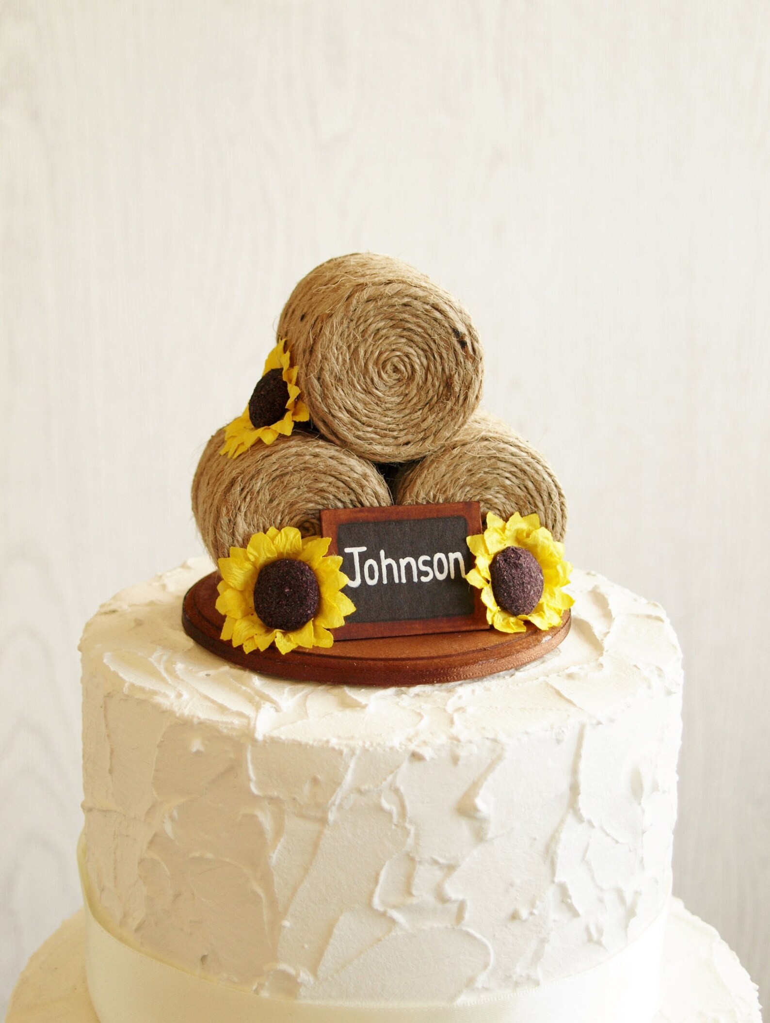 Sunflower Hay Bale Cake Topper Country Wedding Cake Topper - Etsy