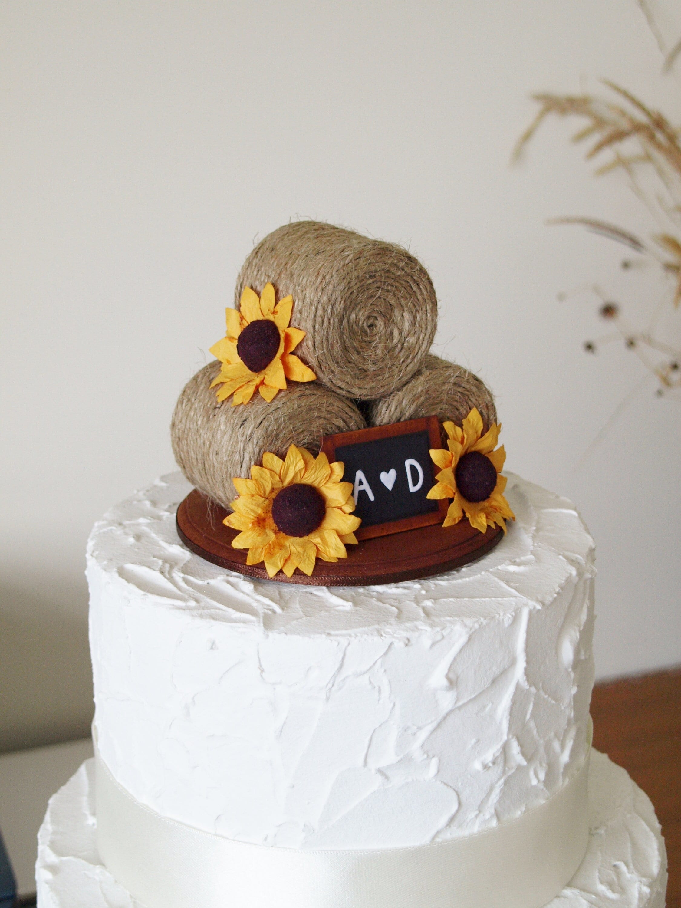 Sunflower Hay Bale Cake Topper Country Wedding Cake Topper | Etsy