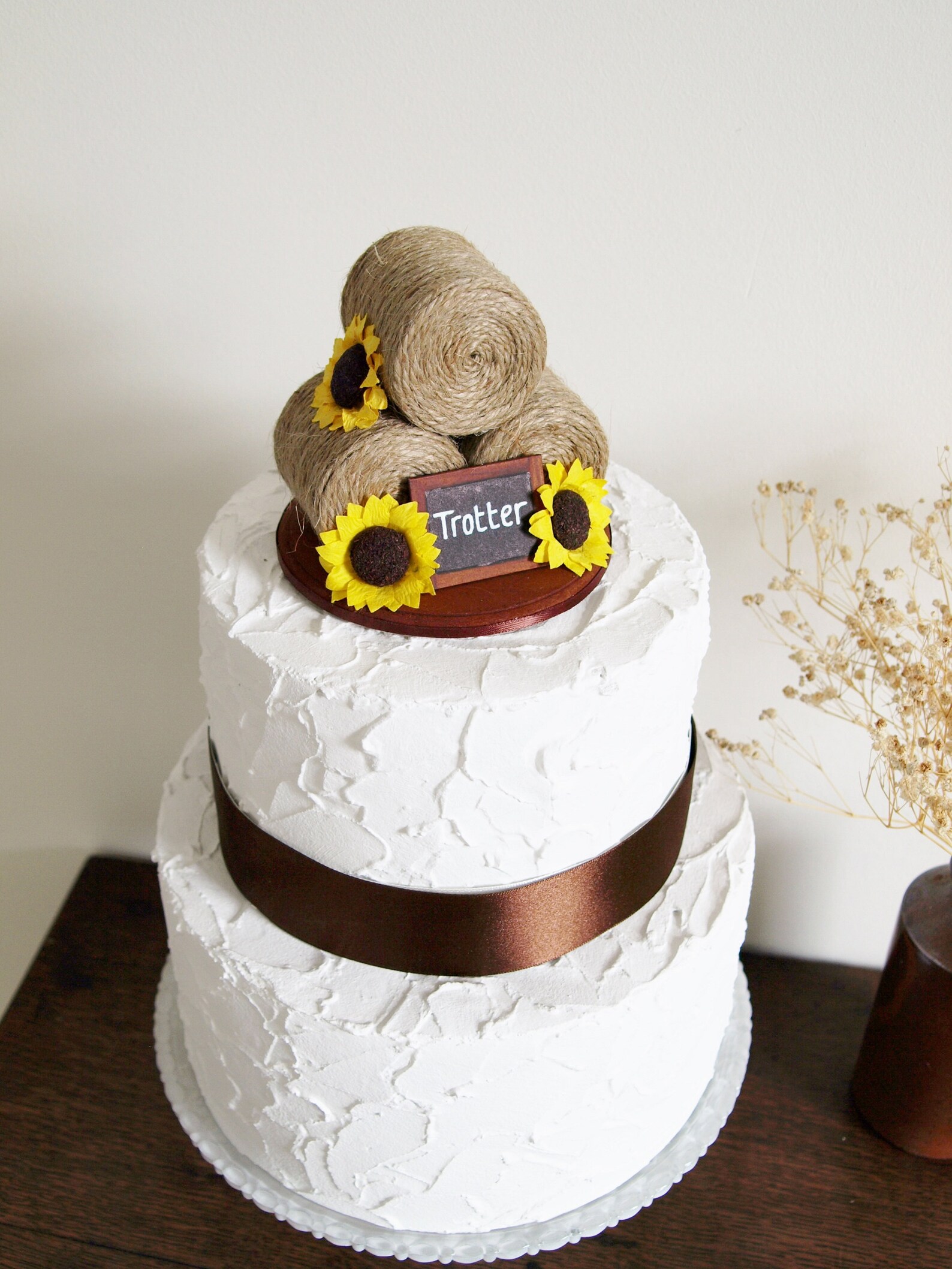 Sunflower Hay Bale Cake Topper Country Wedding Cake Topper - Etsy
