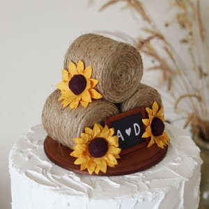 Sunflower Hay Bale Cake Topper Country Wedding Cake Topper Farm Wedding ...