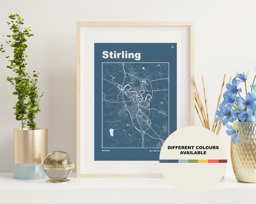 Stirling City Map Print Mid Century Modern Colours - Etsy