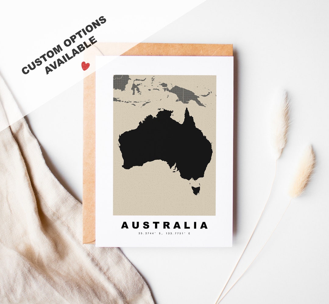 Australia Custom Greeting Card - Kraft Envelope Included - Custom Text ...