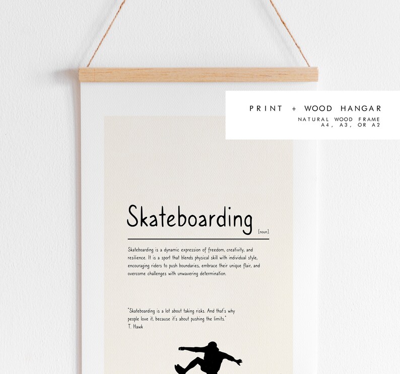 Skateboarding Definition Print - Custom Text/quote Options - Customised ...