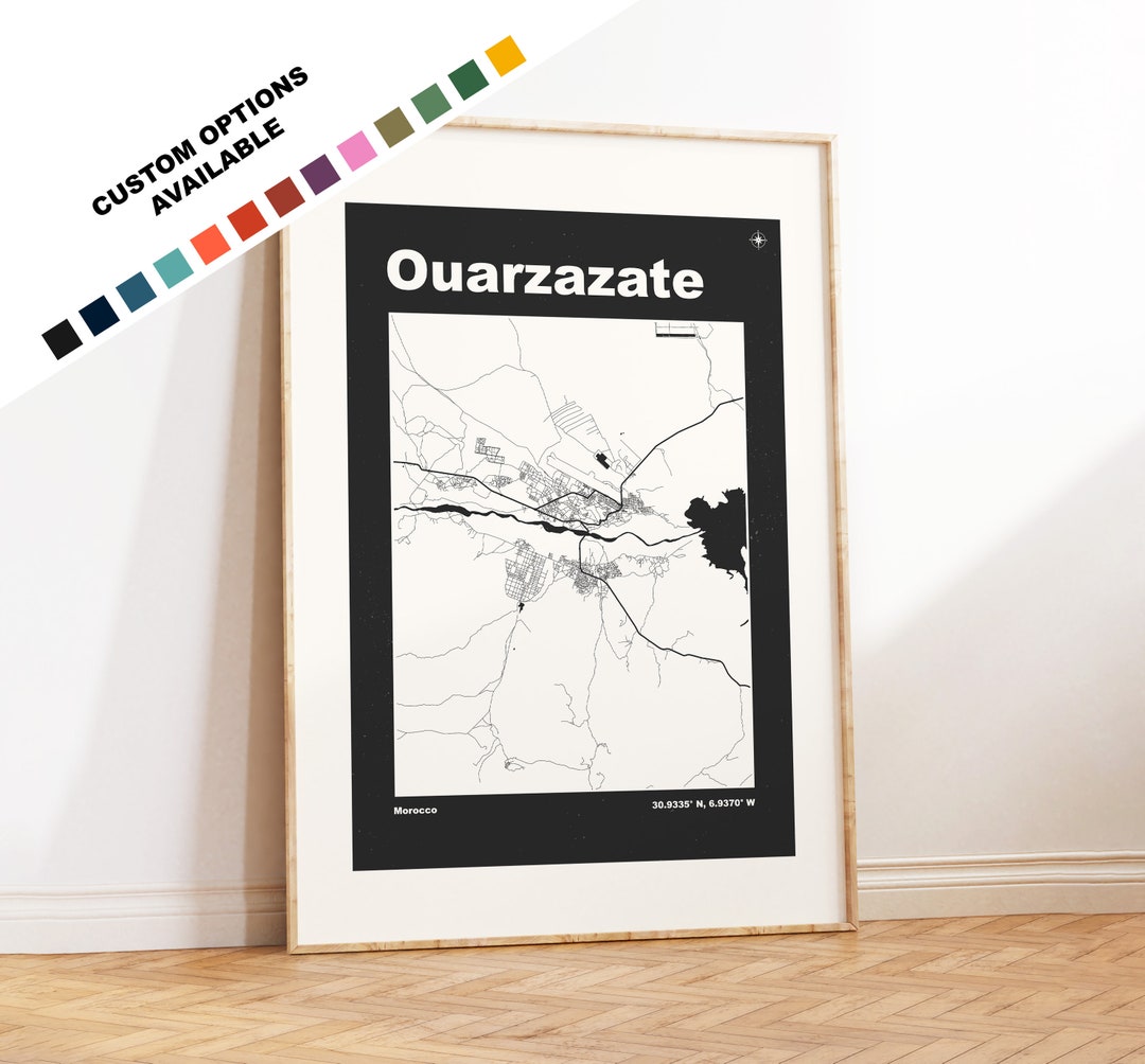 Ouarzazate Map Print - Custom Options/colours Available - Prints or ...