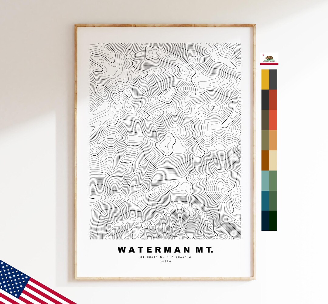 Waterman Mountain Map Print - Contour Map Print - Topographic Map ...