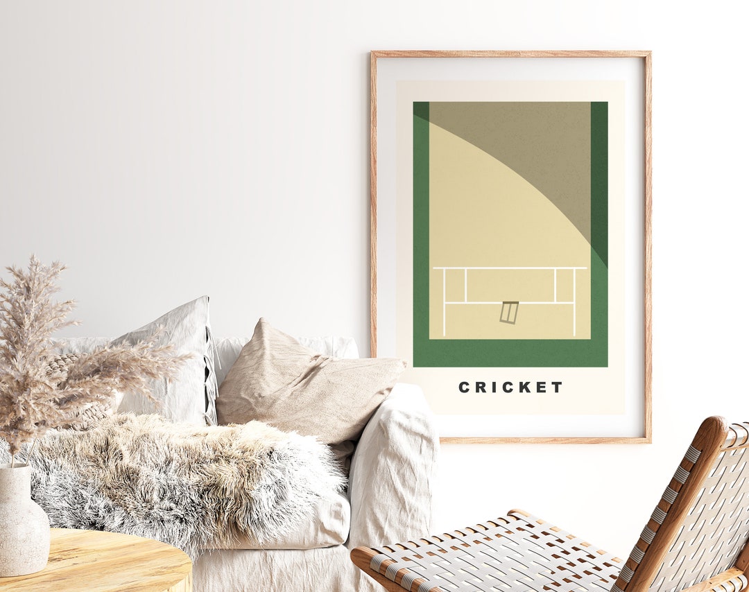 Cricket Print - Minimalist - Cricket Poster - Cricket Pitch - Wall Art ...