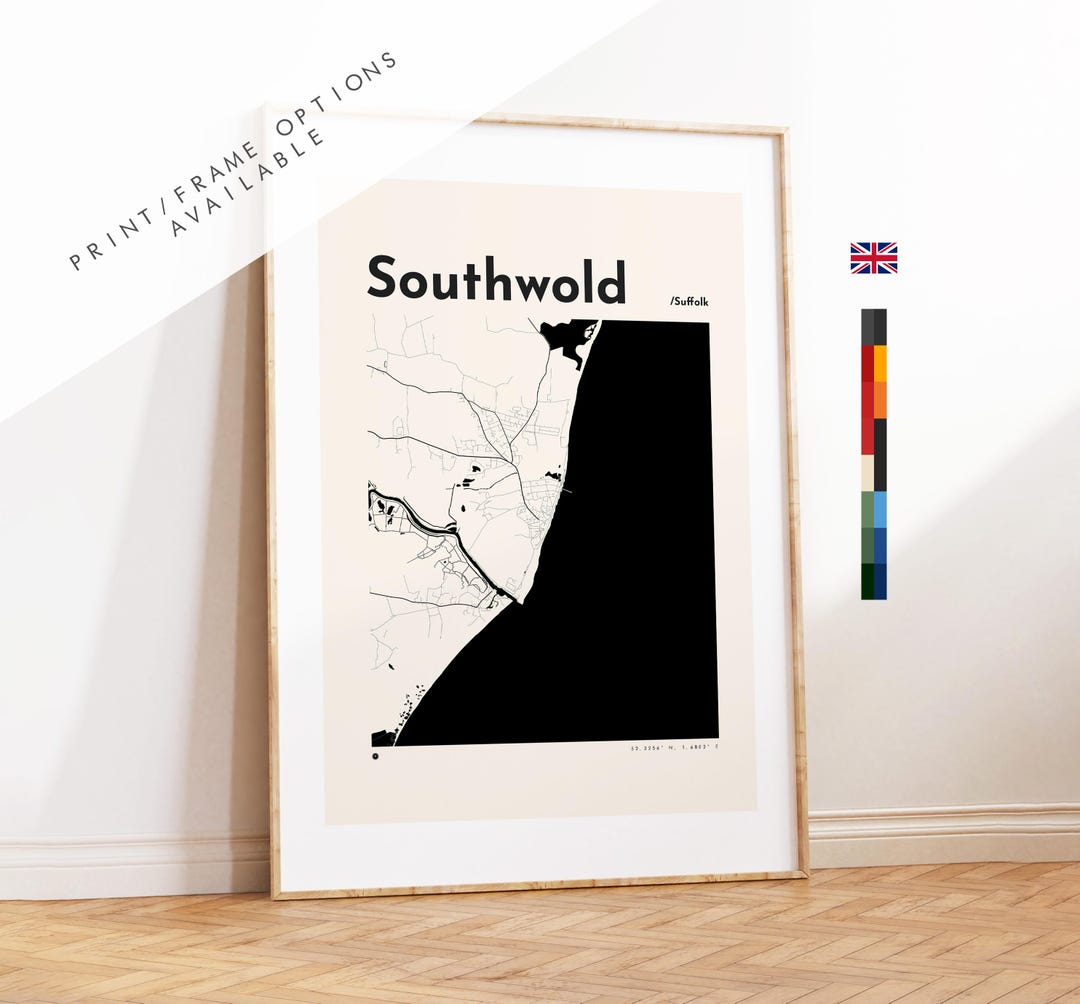Southwold Map Print - Custom Options/colours Available - Prints or ...