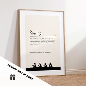 Rowing Definition Print - Custom Text/quote Options - Customised Gift ...