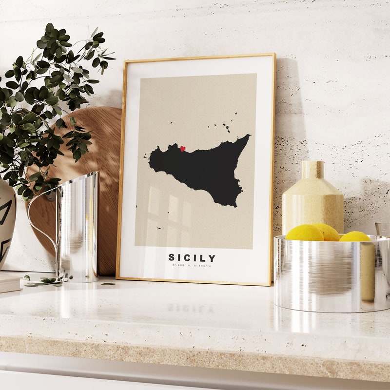 Sicily Map Custom - Etsy UK