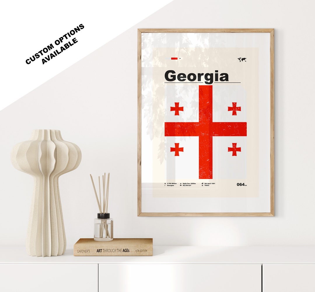 Georgia Flag Print - Flag Poster - Mid Century Modern - Custom Options ...