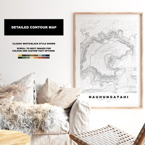 Hauhungatahi Print - Contour Map - Topographic Map - Print - Poster ...