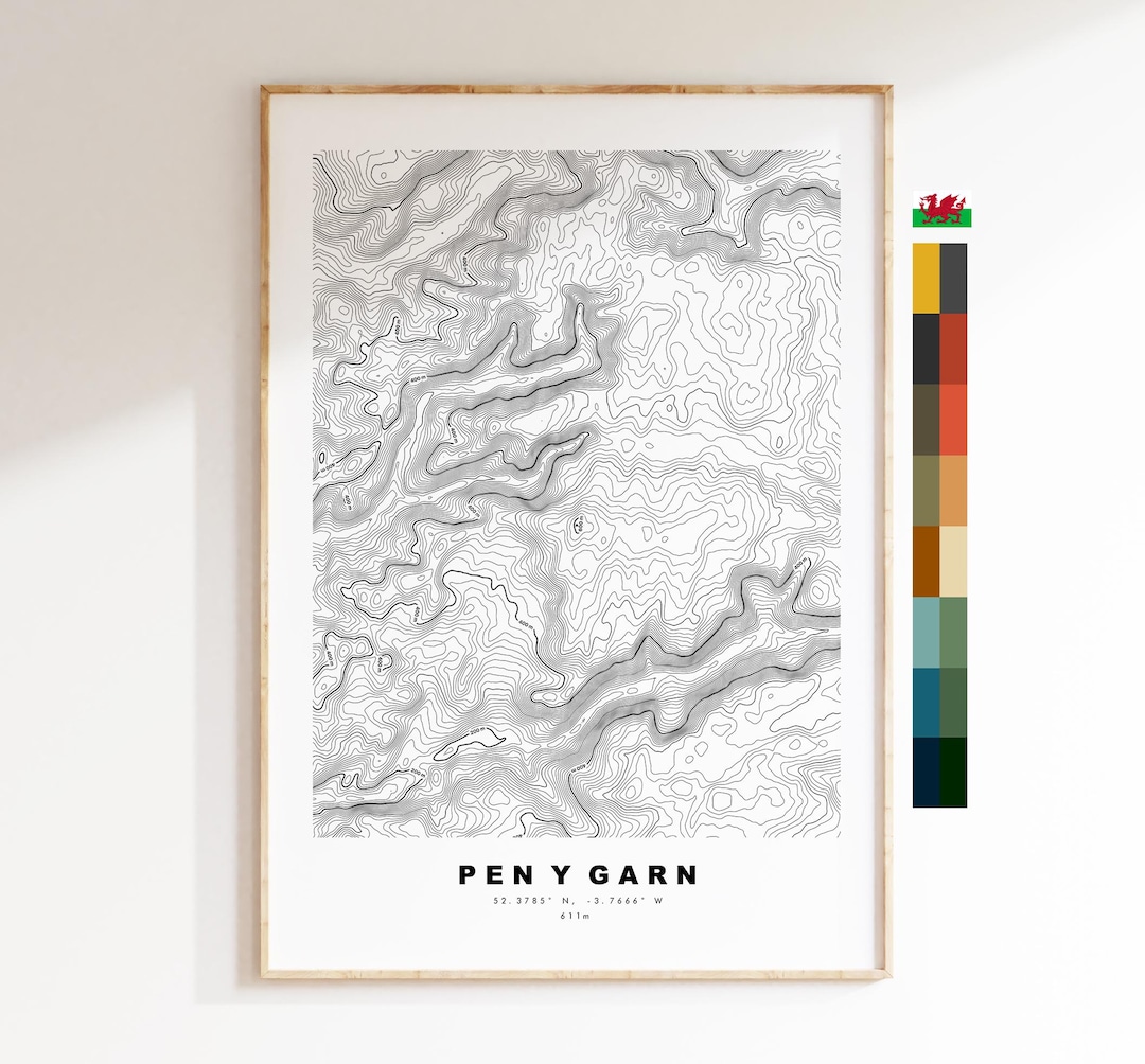 Pen Y Garn Map Print - Contour Map - Pen Y Garn Poster - Wales ...
