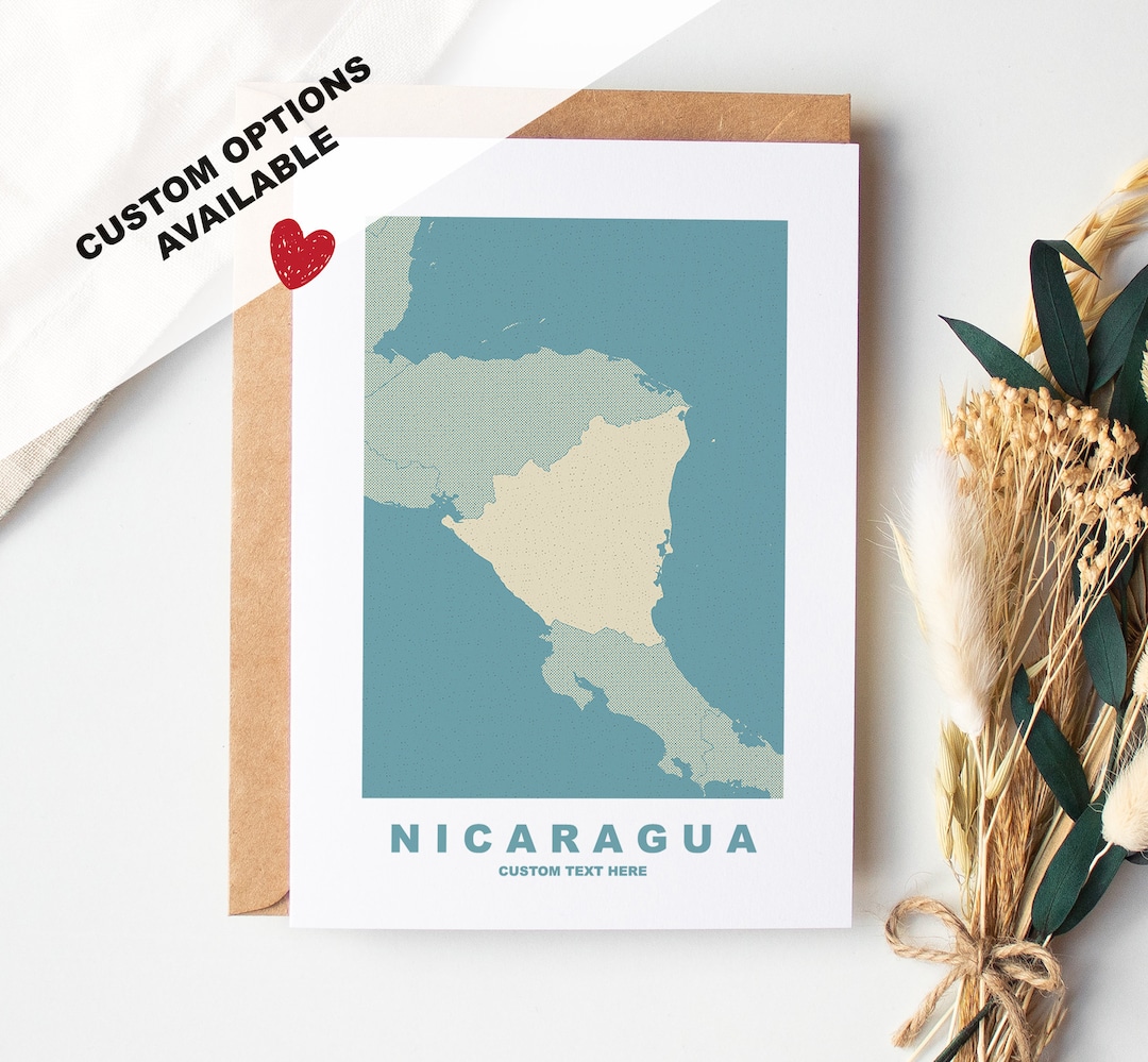 Nicaragua Greeting Card - Custom Options Available - Kraft Envelope ...