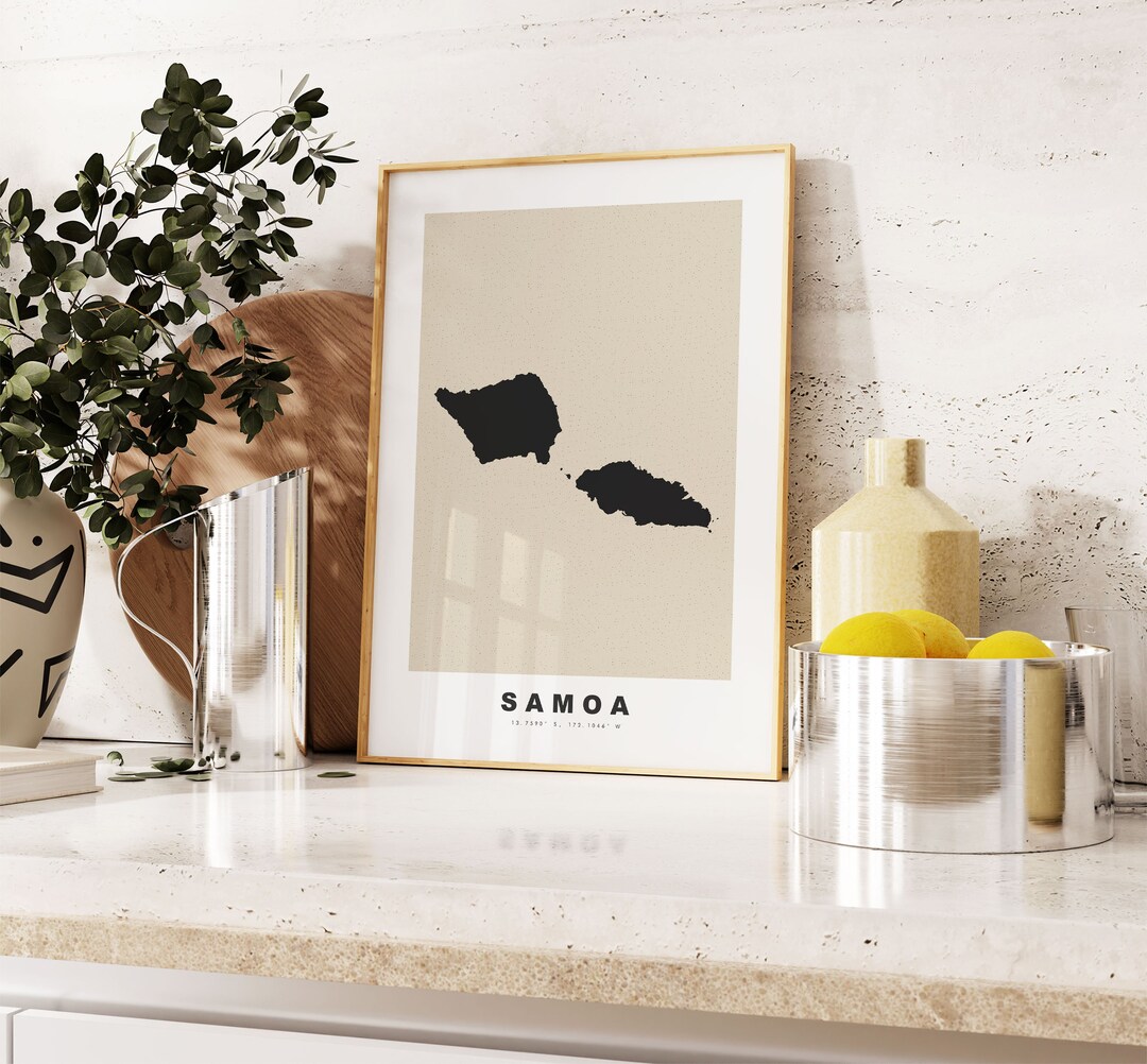 Samoa Print - Custom Map Print - Personalised Text Gift Options ...