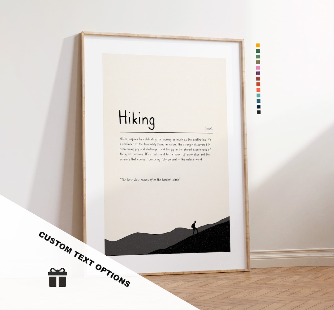 Hiking Definition Print - Custom Text/quote Options - Customised Gift ...