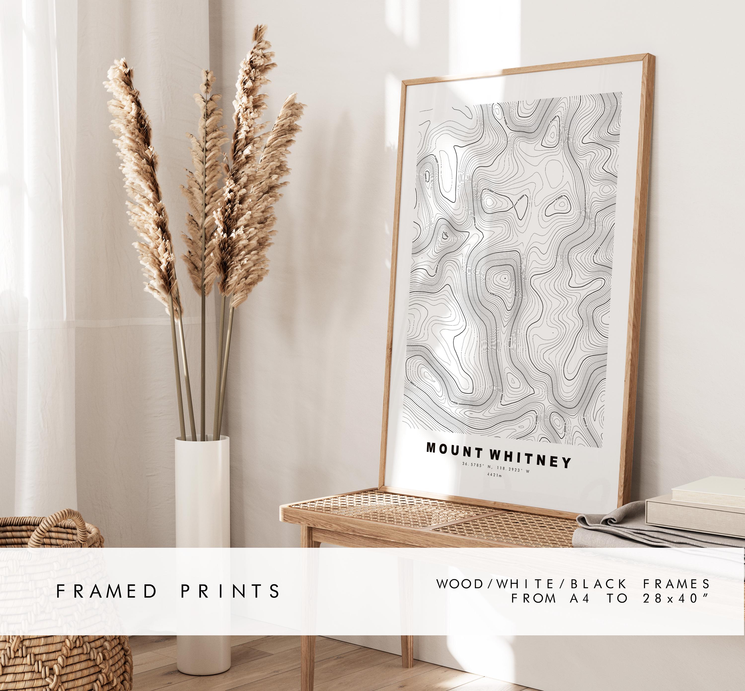 Mount Whitney Map Print - Contour Map Print - Topographic Map - Poster ...