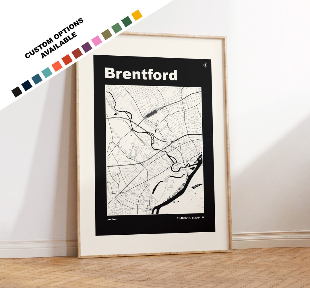 Brentford Map Print - Custom Options/colours Available - Prints or ...