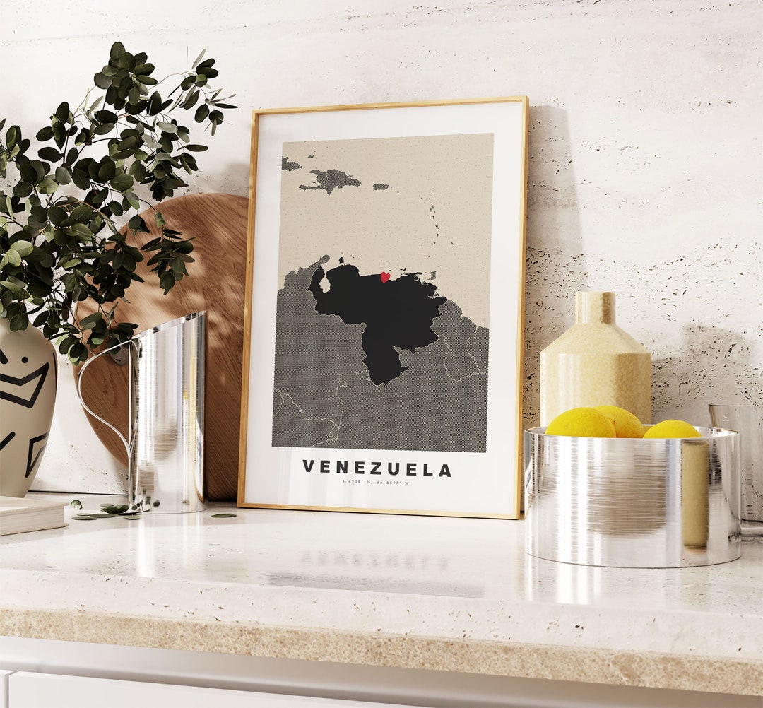 Venezuela Print - Custom Map Print - Personalised Text Gift Options ...