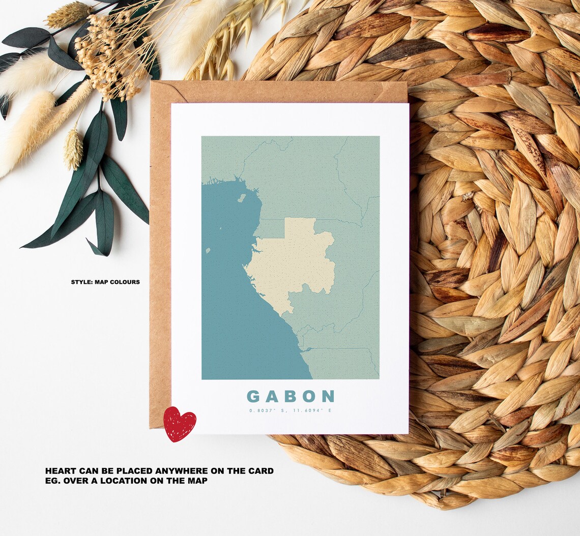 Gabon Custom Greeting Card - Kraft Envelope Included - Custom Text ...