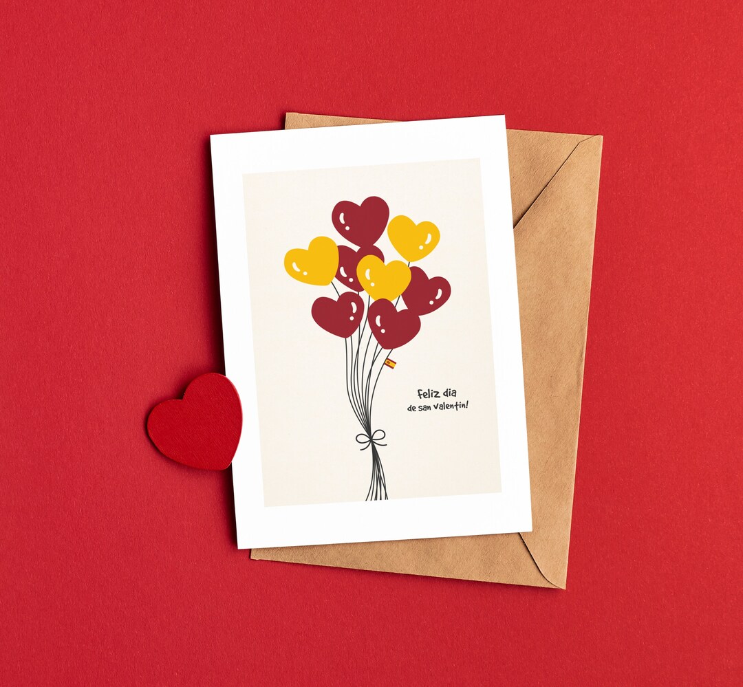 Feliz Dia De San Valentin - Spanish Valentines Day Card - Blank Inside ...