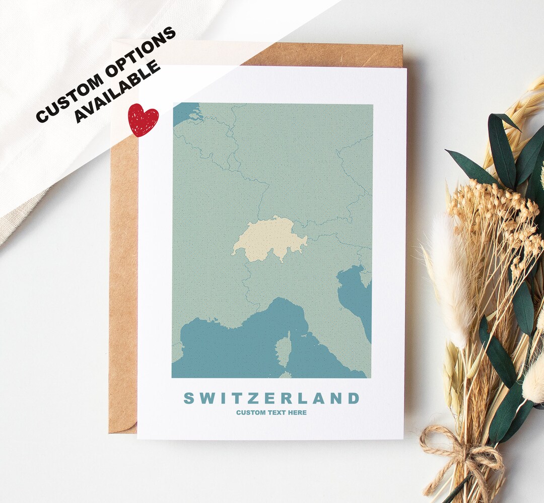 Switzerland Greeting Card - Custom Options Available - Kraft Envelope ...