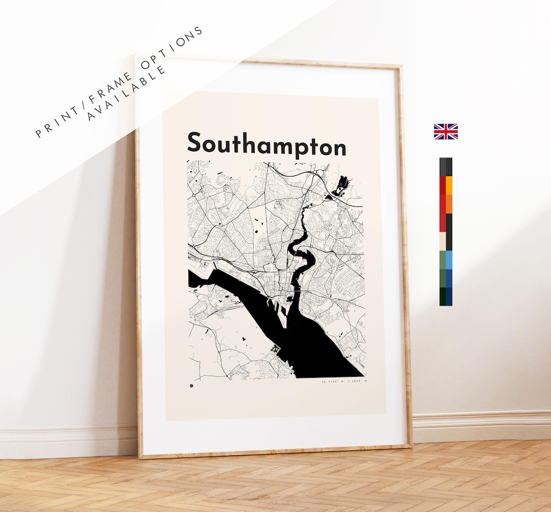 Southampton Map Print - Custom Options/colours Available - Prints or ...