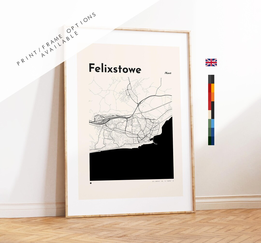 Folkestone Map Print - Custom Options/colours Available - Prints or ...