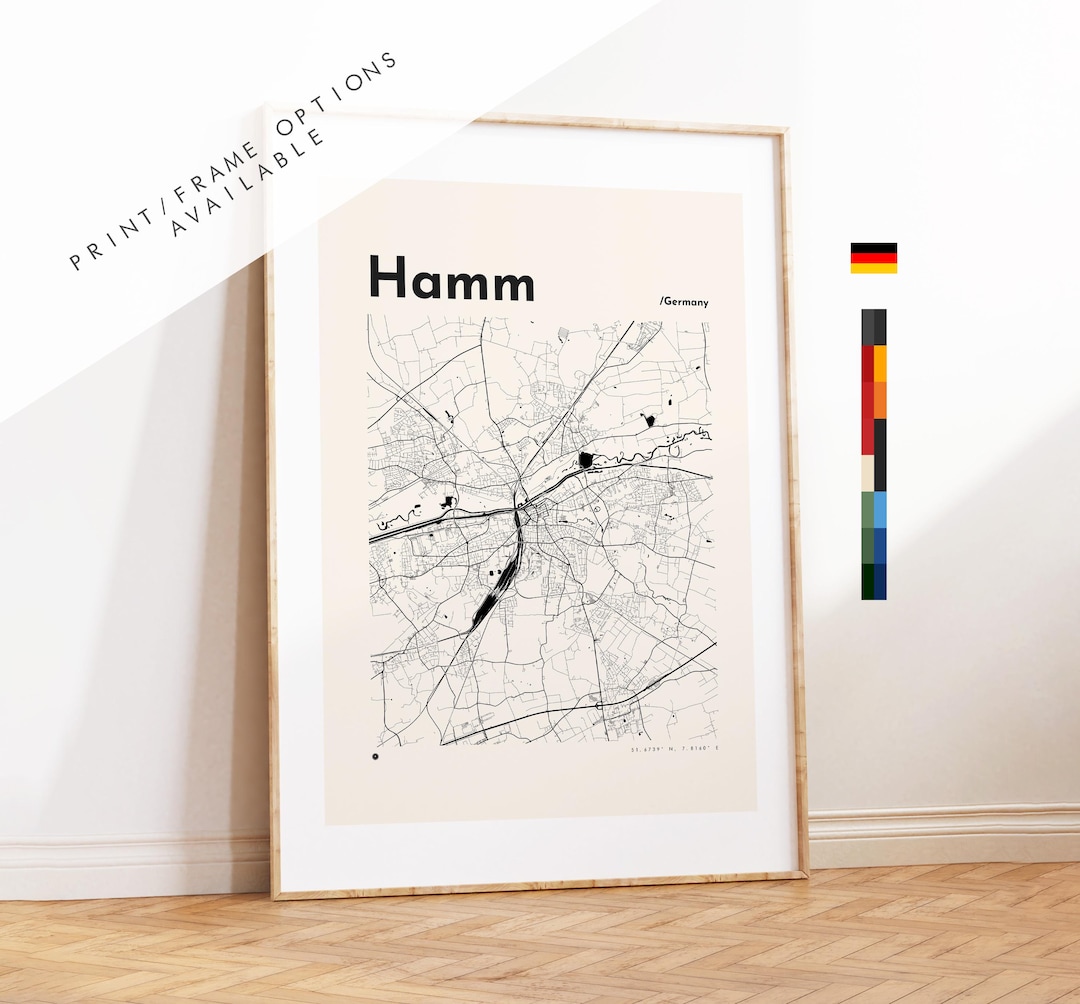 Hamm Map Print - Hamm City Map - Germany - Prints or Framed Prints ...