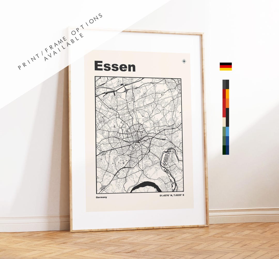 Essen Map Print - Essen City Map - Germany - Prints or Framed Prints ...