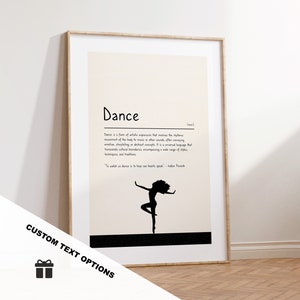 Dance Definition Print - Custom Text/quote Options - Customised Gift ...