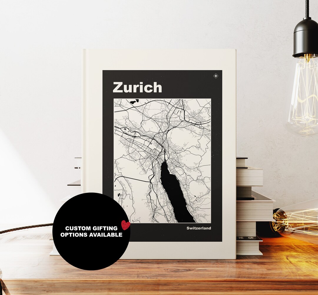 Zurich Map Notebook A5 or A4 Map Notebook Hardcover - Etsy