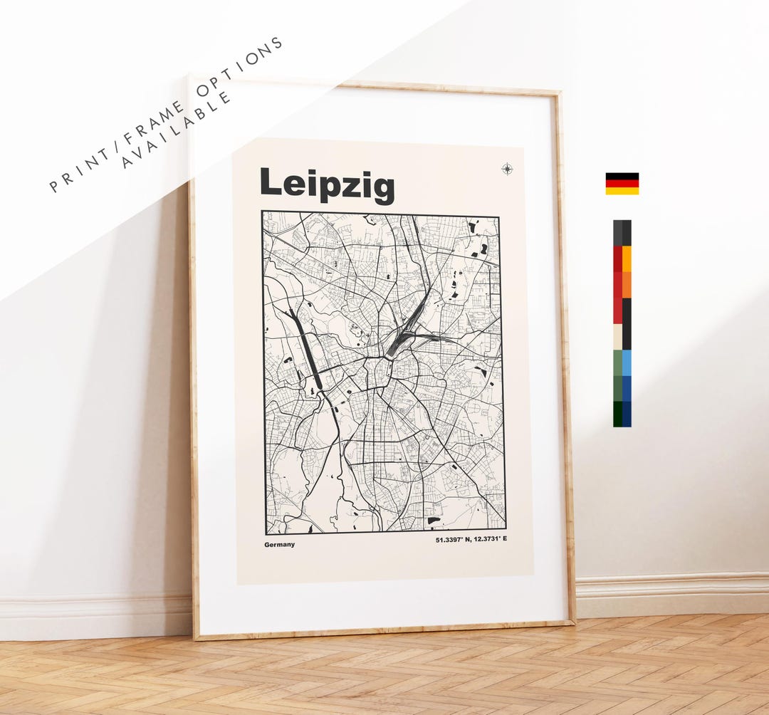 Leipzig Map Print - Leipzig City Map - Germany - Prints or Framed ...