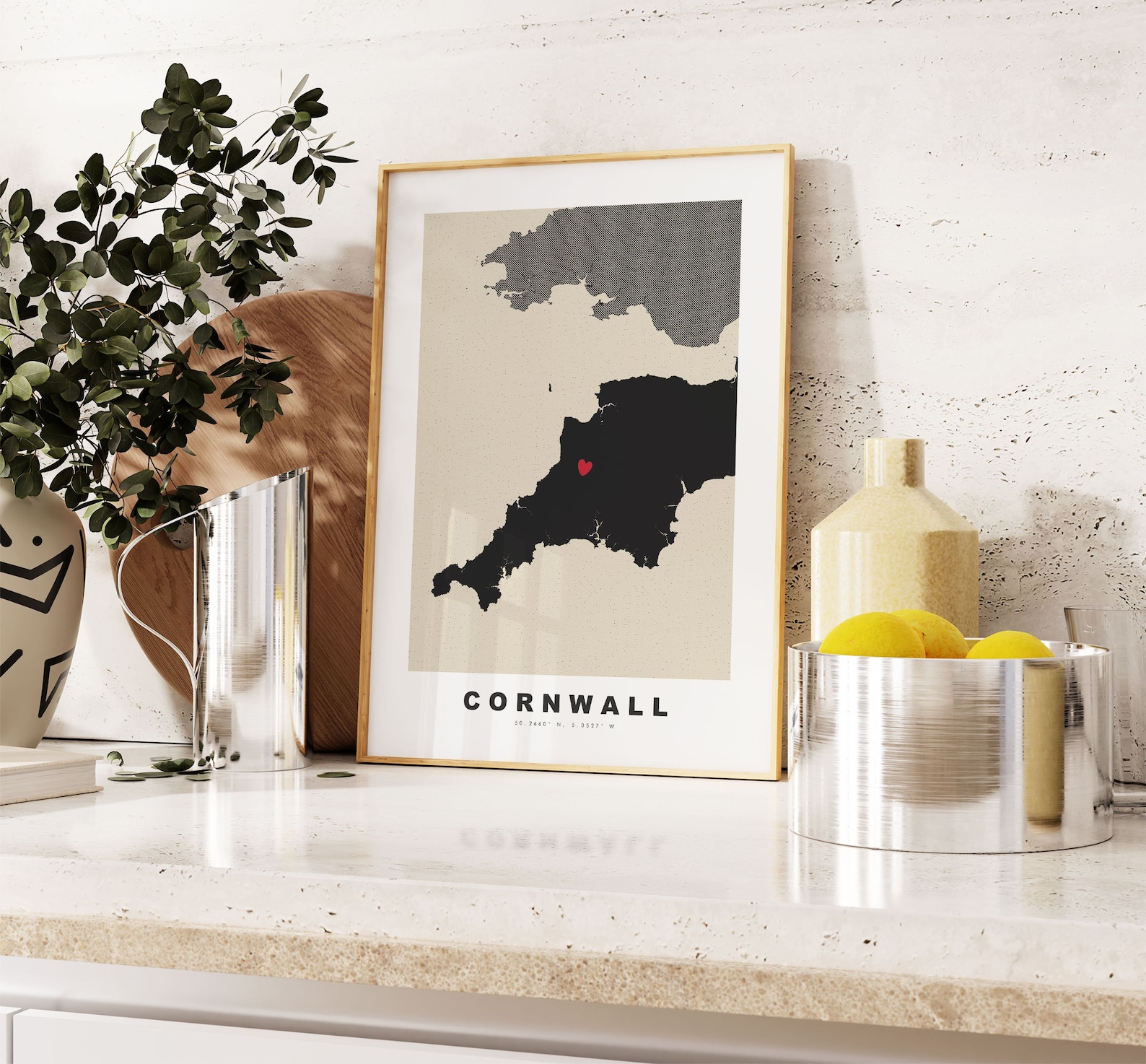 Cornwall Print - Custom Map Print - Personalised Text Gift Options ...