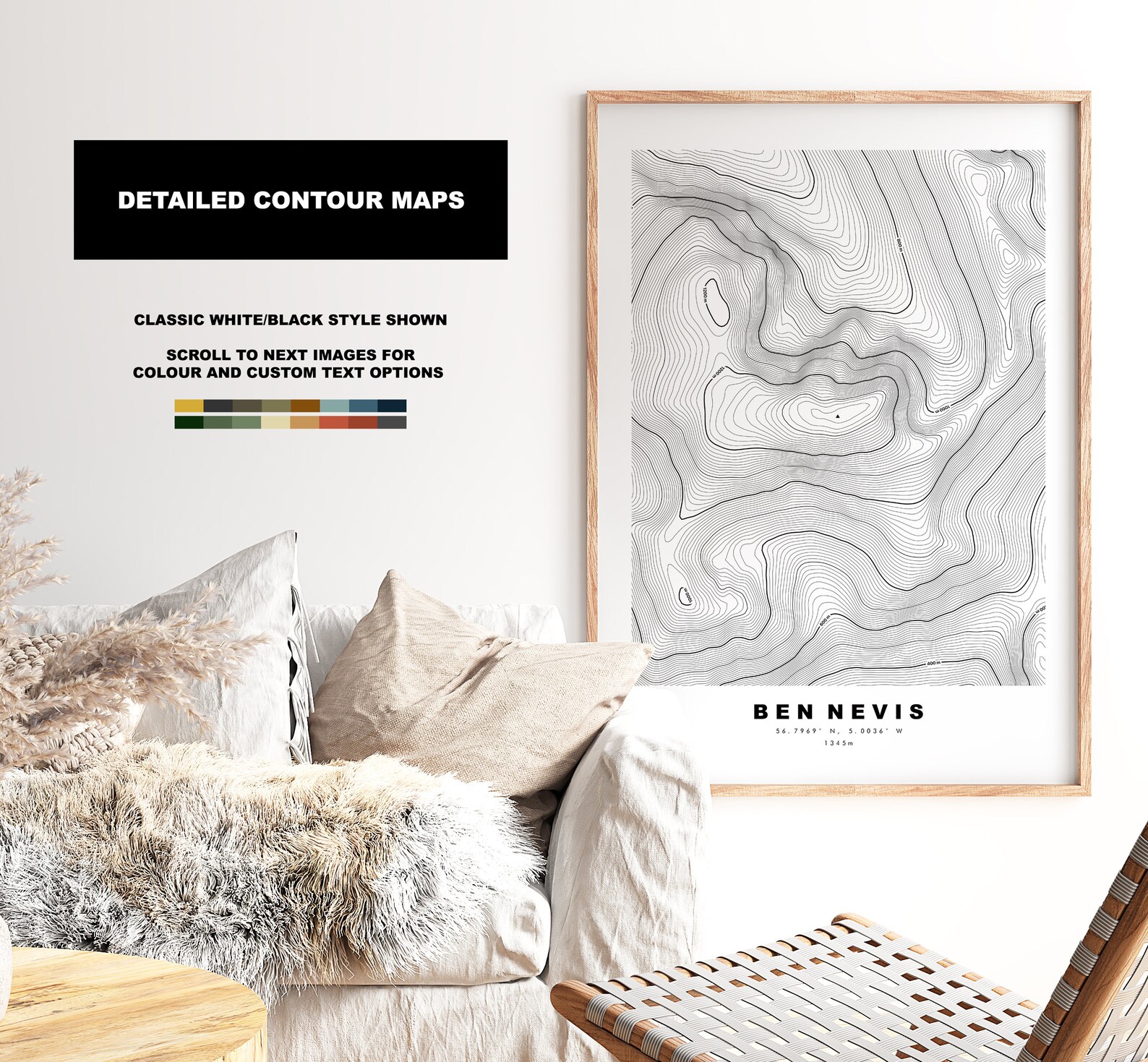 Scottish Three Peaks Print Set X3 - Map Prints - Ben Nevis - Ben Macdui ...