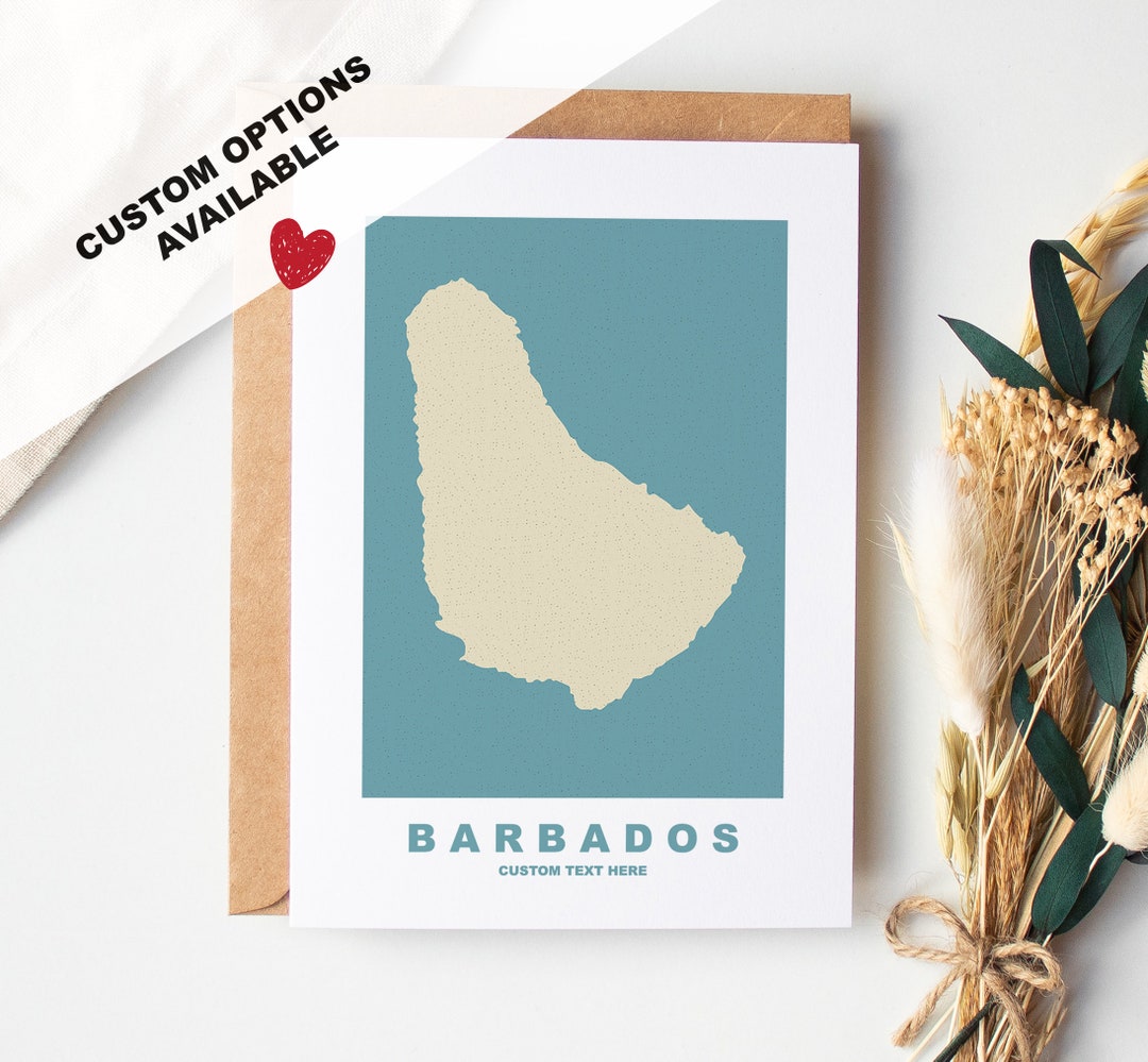 Barbados Greeting Card - Custom Options Available - Kraft Envelope ...