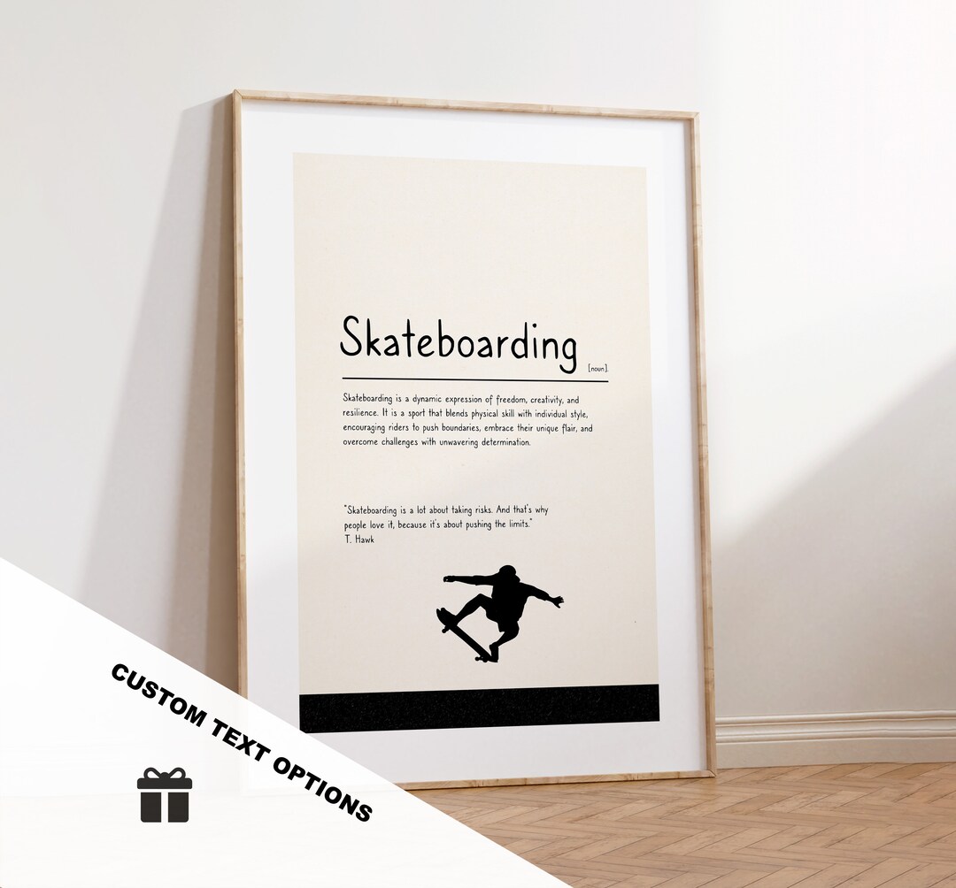 Skateboarding Definition Print - Custom Text/quote Options - Customised ...