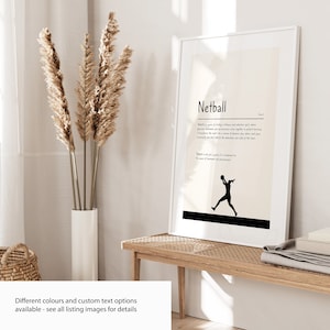 Netball Definition Print - Custom Text/quote Options - Customised Gift ...