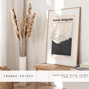 Ponta Delgada Map Print Print, Framed or on Canvas Ponta Delgada Poster ...