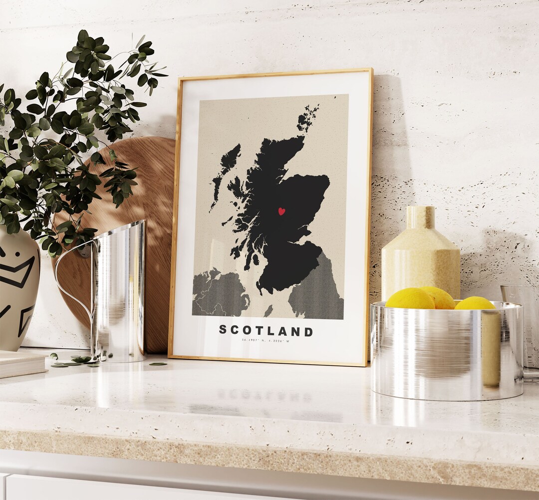 Scotland Print - Custom Map Print - Personalised Text Gift Options ...