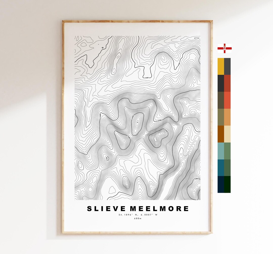Slieve Meelmore Map Print - Contour Map Print - Topographic Map ...