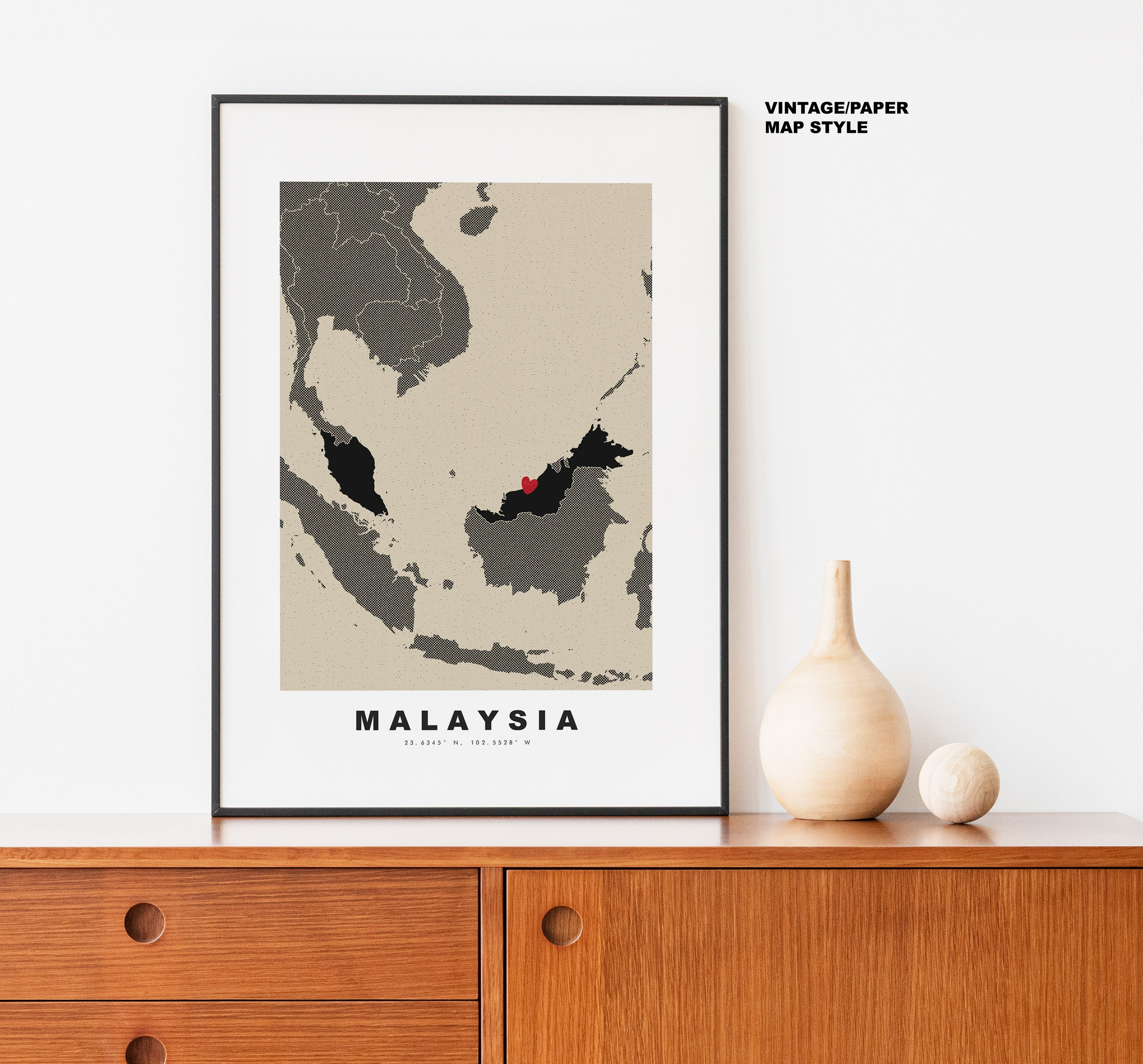 Malaysia Print - Custom Map Print - Personalised Text Gift Options ...