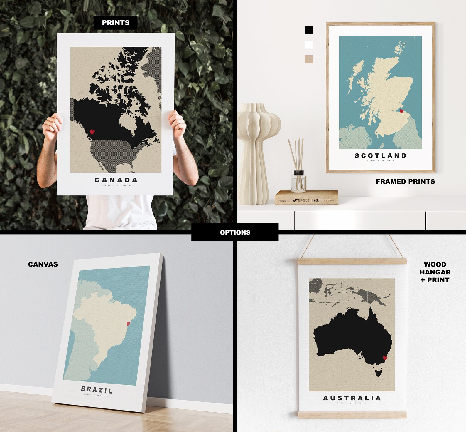 Washington State Print - Custom Map Print - Personalised Text Gift ...