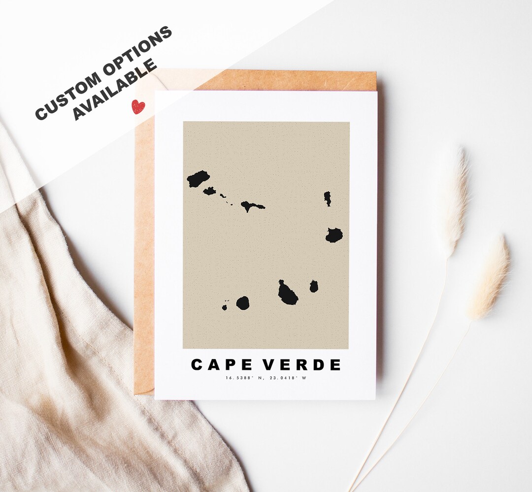 Cape Verde Custom Greeting Card - Kraft Envelope Included - Custom Text ...